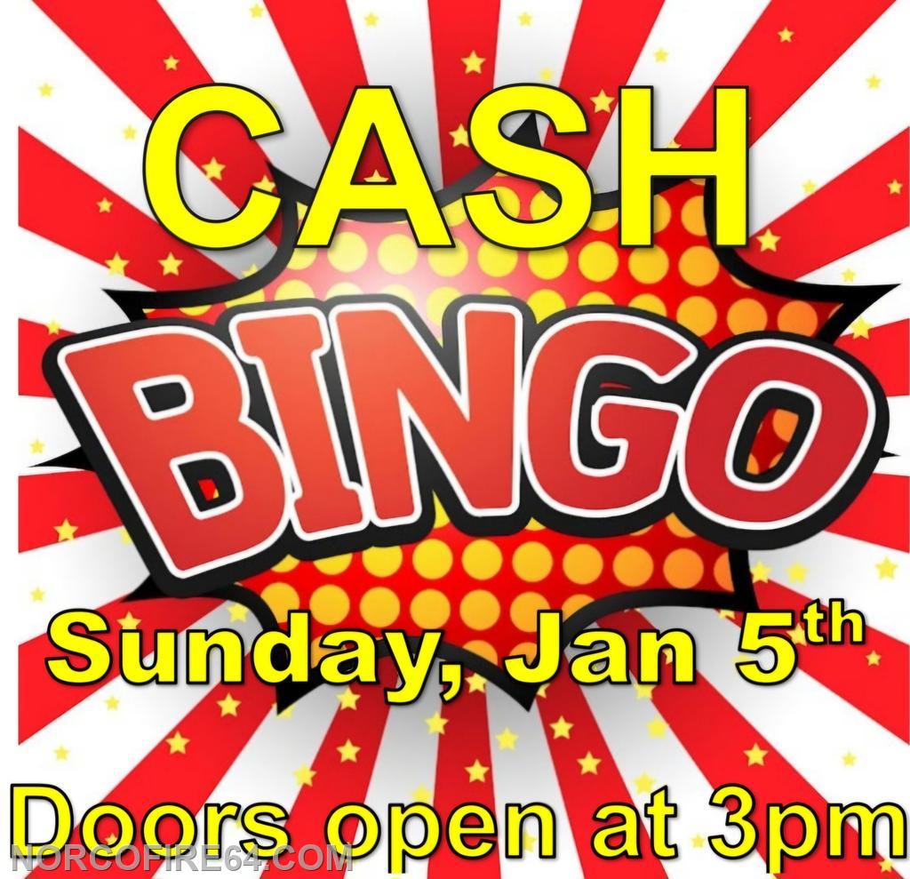 Cash Bingo Returns Jan 2025 - Norco Fire Company